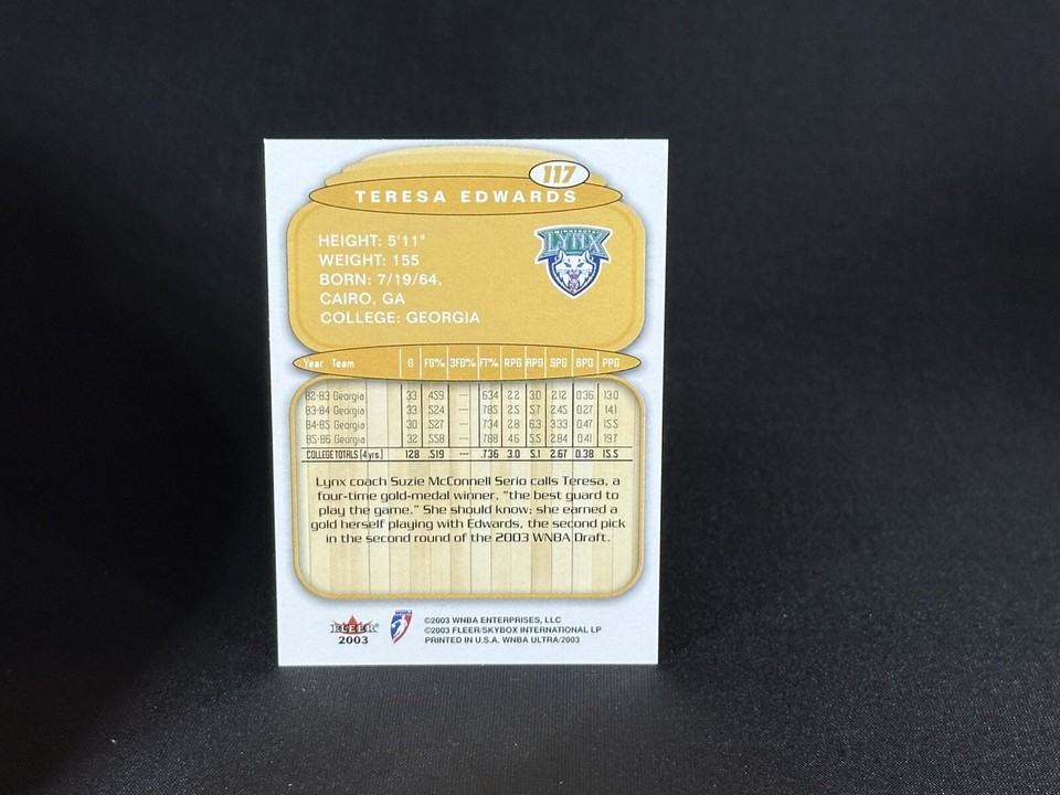 2003 Fleer Ultra WNBA Teresa Edwards #117 Rookie RC HOF | eBay