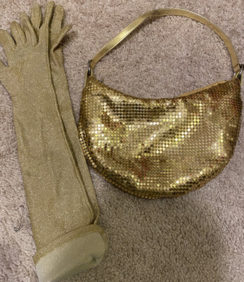 Long Gold Opera Gloves And Gold Metallic Purse Vintage Size Small | eBay