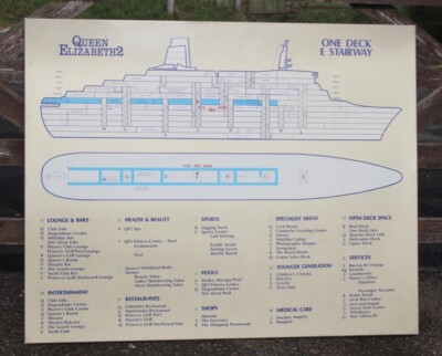 CUNARD LINE RMS QUEEN ELIZABETH 2 QE2 ORIGINAL MONUMENTAL DECK PLAN ...