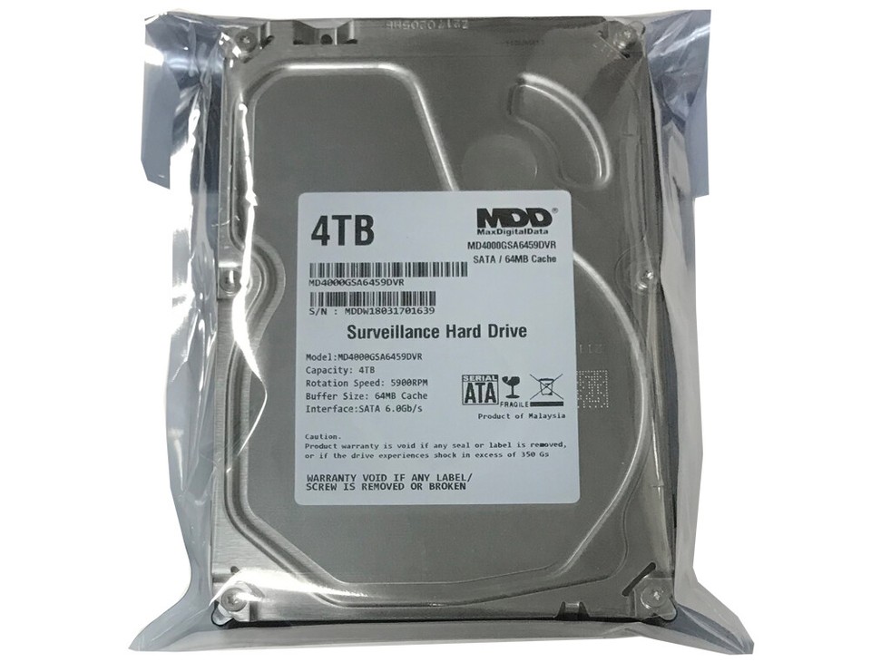 MaxDigitalData 4TB 64MB Cache 5900PM SATA 6.0Gb/s 3.5" Surveillance ...