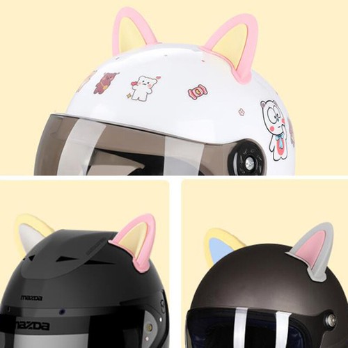 2pc Motorcycle Helmet Cat Ears Cute Decoration Style Helmet Universal ...