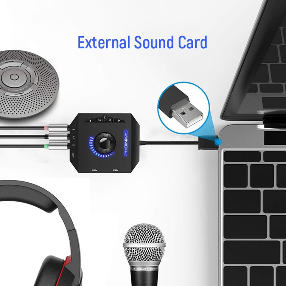 Professional Computer USB Sound Card 7.1 Channel Audio Adapter For PC ...