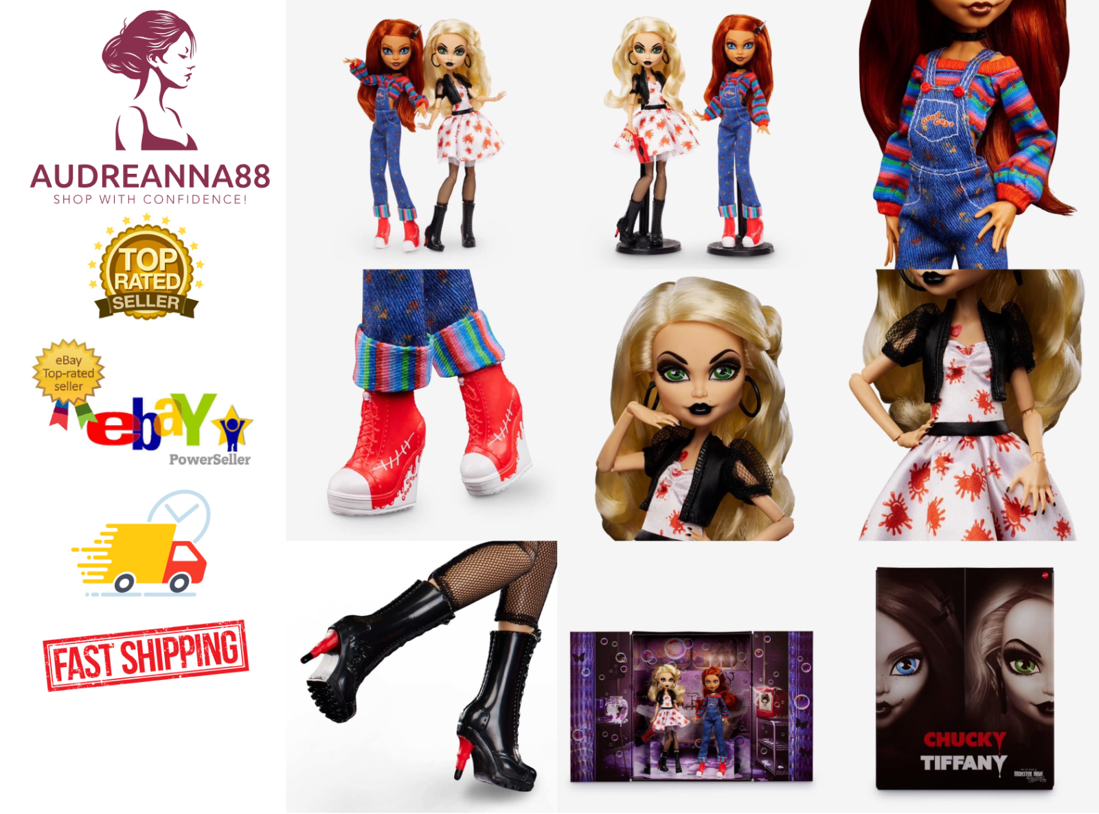 Monster High Skullector Bride of Chucky Doll Set Tiffany Chucky SHIPS ...