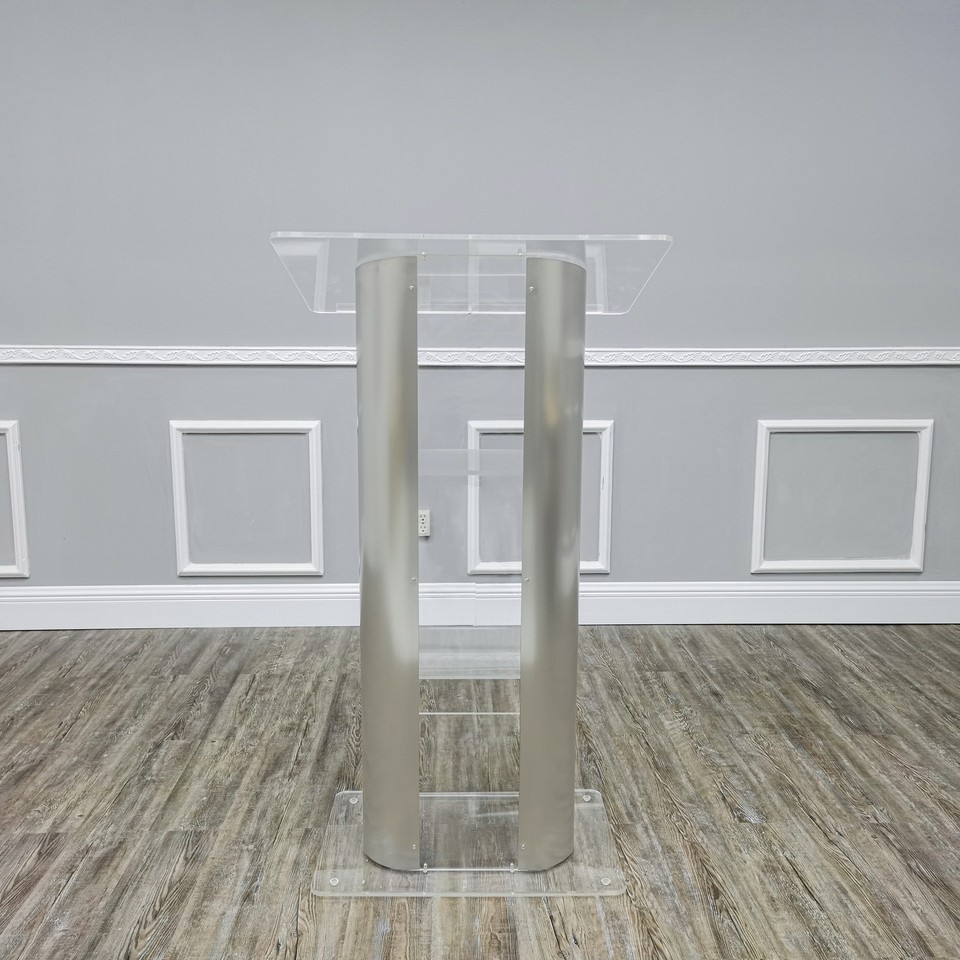 Returned Item Clear Acrylic Plexiglass Podium Curved Sides Pulpit ...
