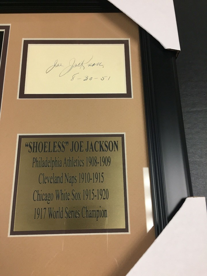 SHOELESS JOE JACKSON Autographed Cut REPRINT Framed 8x10 Photo BLACK ...