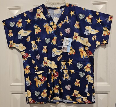 Teddy Bears Scrub Top X-Small Check Butterick #B4946 Homemade NEW! | eBay