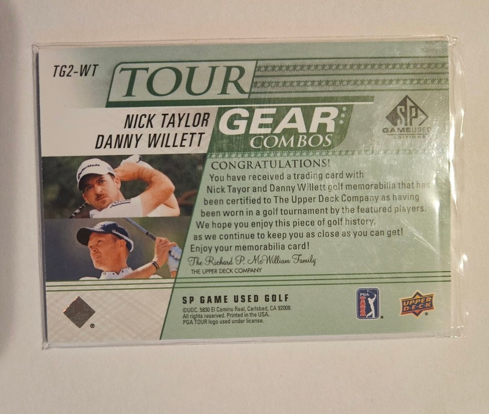 2021 SP Game Used Tour Gear Combos Relic #TG2-WT Nick Taylor / Danny ...