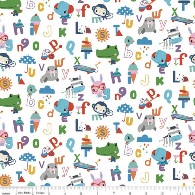 Alphabet Letters Toss Fabric Children Lets Play Cotton Riley Blake By ...