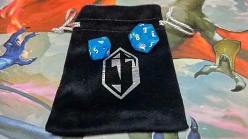 Final Fantasy Mtg Promo Dice w/ FF Felt Bag- D20 D10 -Pre-Release Blue ...