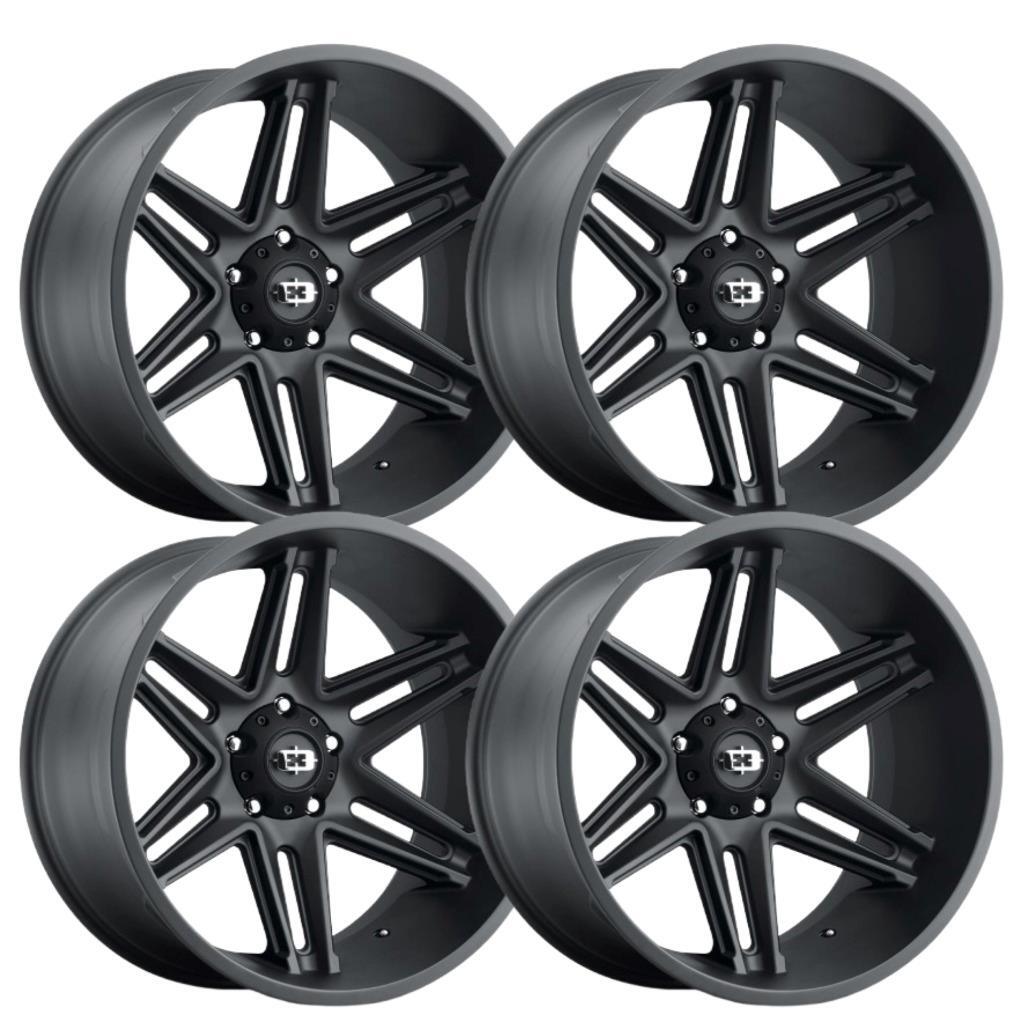 (Set-4) Vision 363 Razor 20x10 5x5.5 5x139.7 -25mm Satin Black Wheels ...