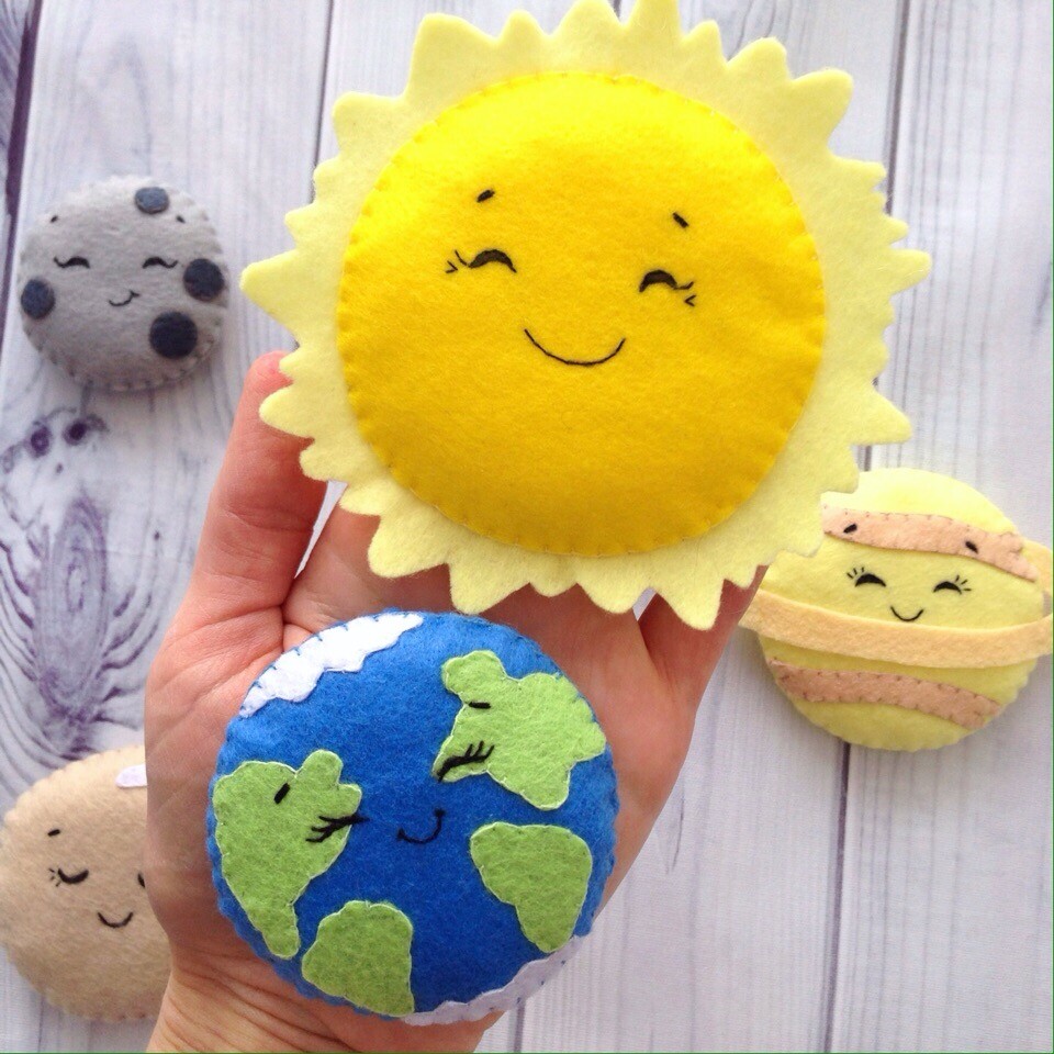 Solar System Felt Toy Sun Planets Baby Gift Nursery Crib Decor ...
