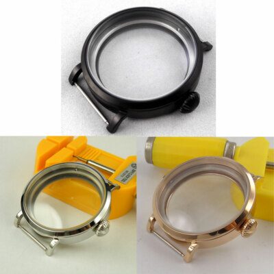 46mm Black/Rose Gold/Silver Watch Case Fit ETA 6497 6498 ST 3600 3620 ...