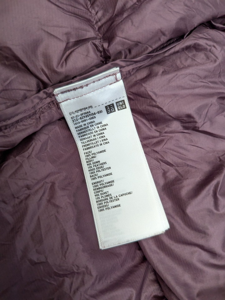 Uniqlo Coat Womens Medium Ultra Light Down Puffer Quilted Jacket Parka ...