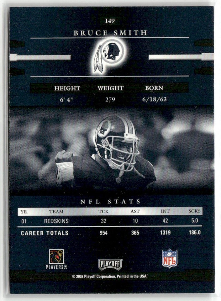 2002 PLAYOFF PRESTIGE #149 BRUCE SMITH WASHINGTON REDSKINS | eBay