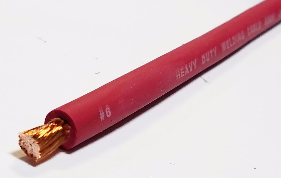 6 gauge AWG EXCELENE EPDM 105c COPPER WELDING CABLE RED MADE IN USA PER ...