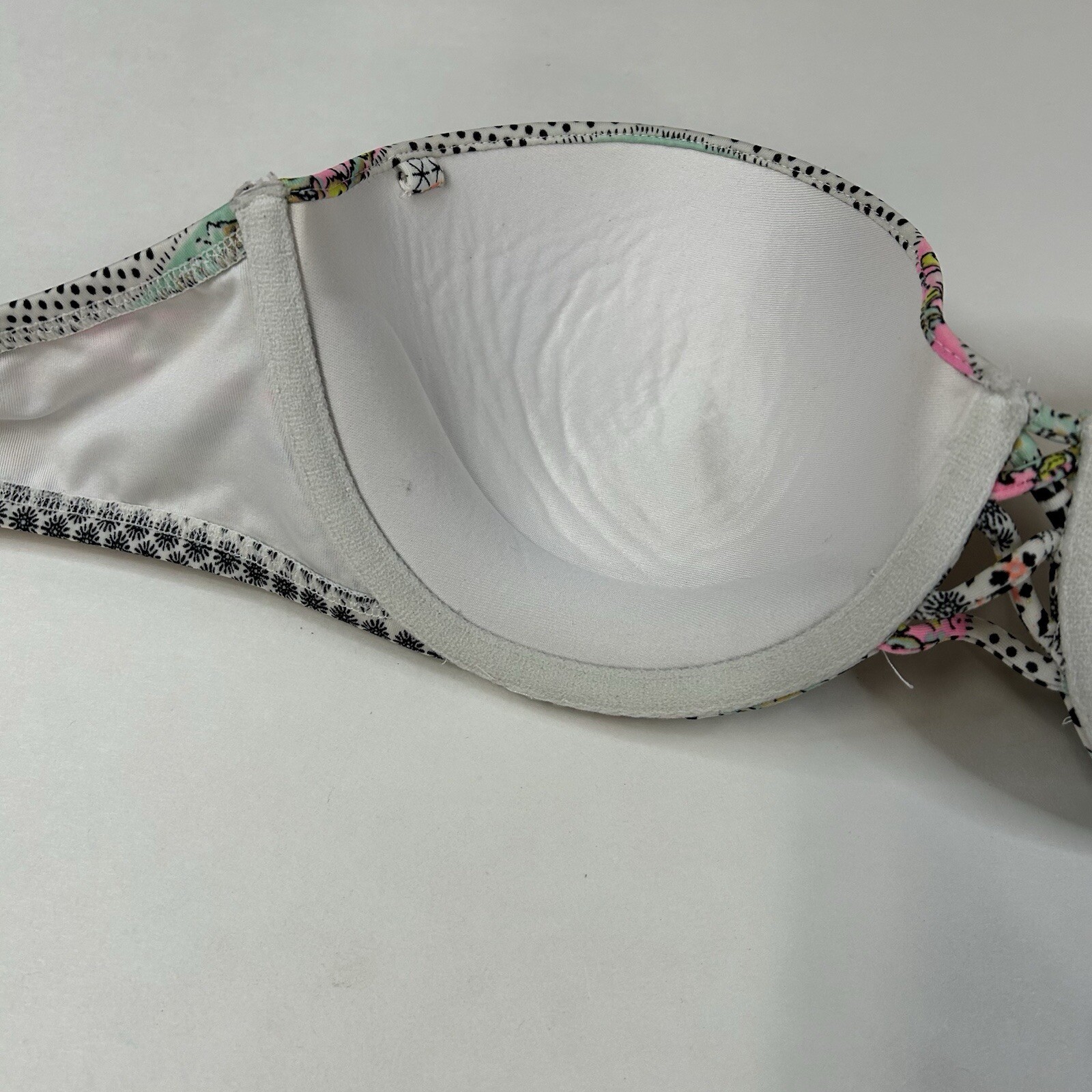 Y2K Victorias Secret 34D Beach Bandeau Bikini Top Pushup Black Pink Yellow #2746 | eBay