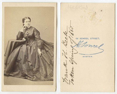 CIVIL WAR ERA LADY FROM BOSTON, MASS, 1865 CDV PORTRAIT, INFO ON BACK ...