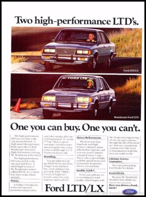 1985 Ford LTD LX Vintage Advertisement Print Art Car Ad J257 | eBay