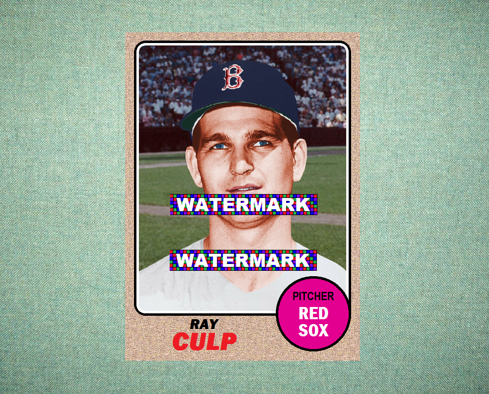 Ray Culp Boston Red Sox 1968 Style Custom Baseball Art Card | eBay