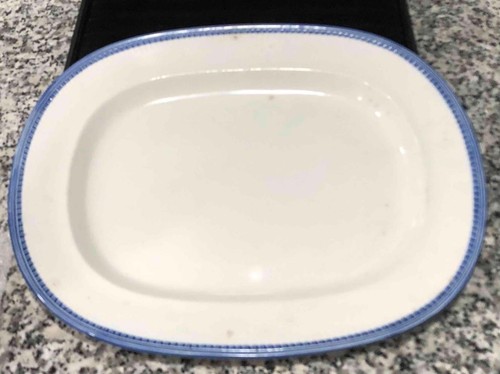 Large Antique Leeds Type Blue Feather Edge Pearlware 15" Platter, BEST ...