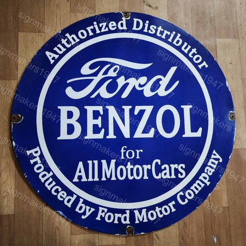 FORD BENZOL PORCELAIN ENAMEL SIGN 30 INCHES ROUND | eBay