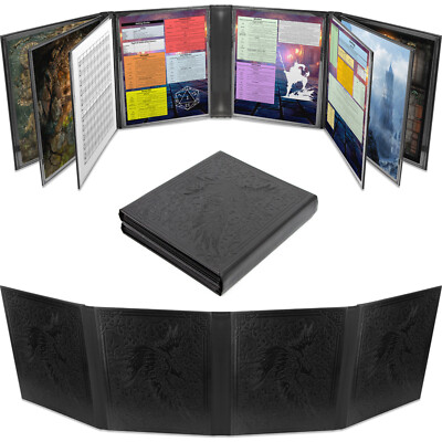 Casematix 12-Panel Faux Leather DM Screen for TTRPG – Wet-Erase Pockets ...