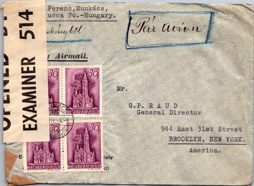 GOLDPATH: HUNGARY COVER CENSORED, TO U.S.A. CV795_P20 | eBay