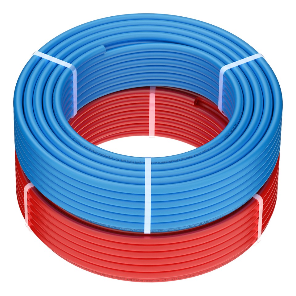VEVOR PEX-A Tubing 2 Rolls 1/2in x 100ft Blue & Red Pex Tube for ...