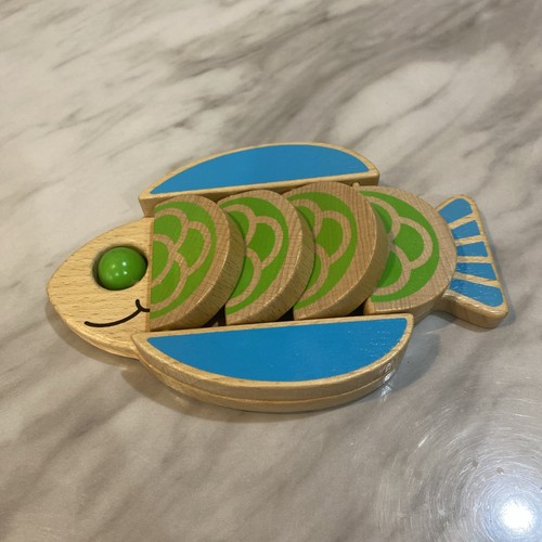 Melissa and Doug Wooden Flapping Fish Toy Baby Sensory Development Blue ...
