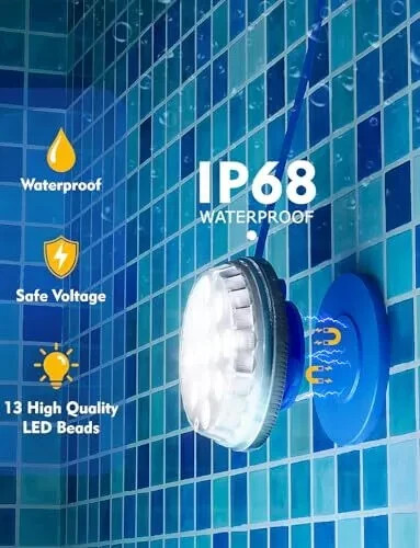 Lumiere Piscine Solar Pool Lights, Solar Powered Submersible LED Lights ...