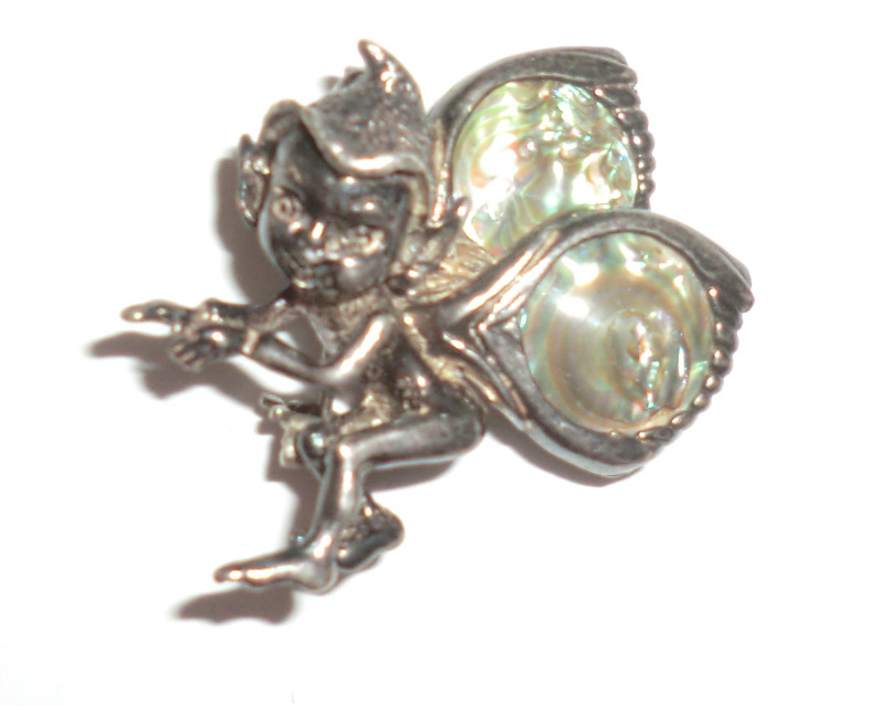 Darling Cyvra Fairy Pin Signed Sterling Silver Abalone Shell Wings ...