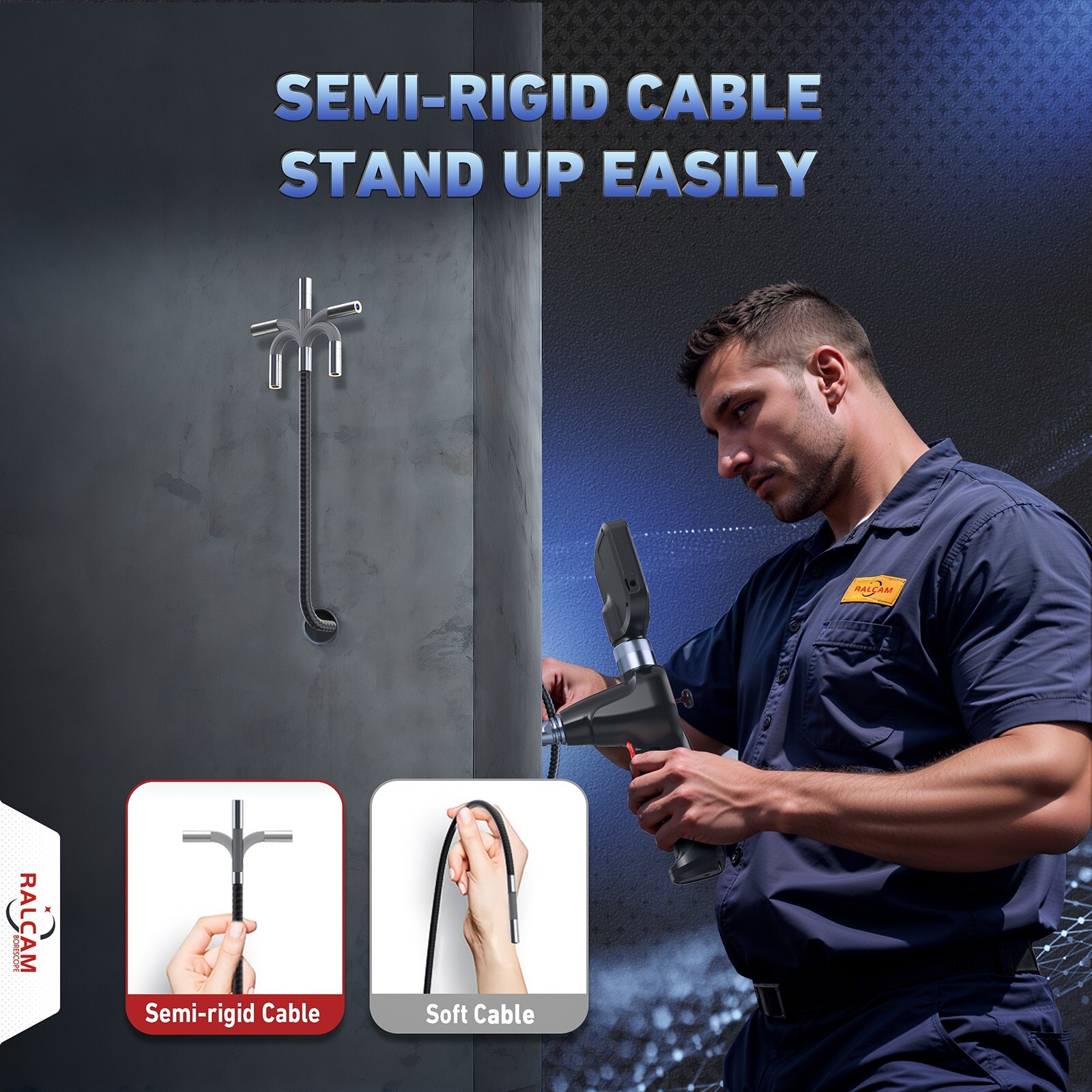 Ralcam 4-Way 360° Articulating Borescope Industrial Endoscope ...