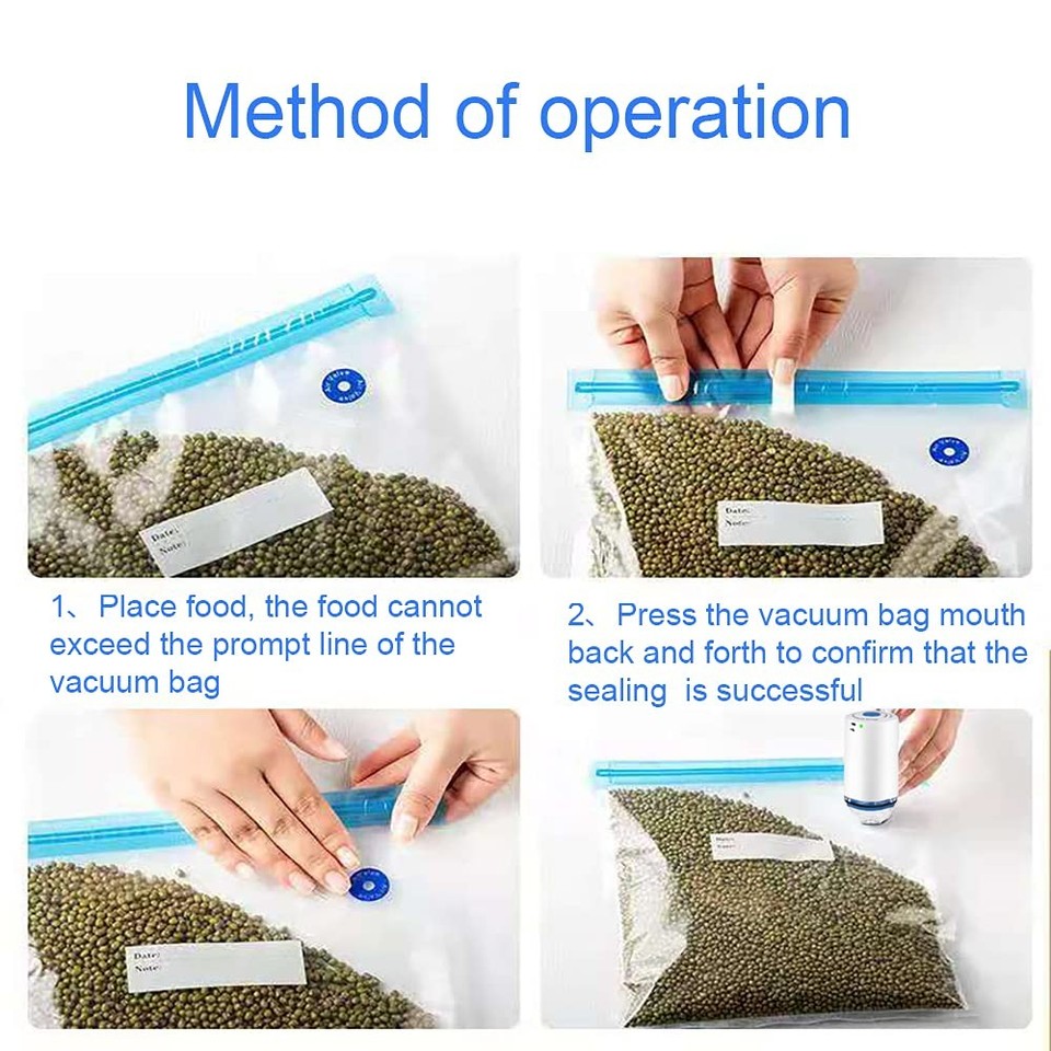 Vacuum Zipper Bags Reusable Vacuum Ziplock Sealer Bag for Food Storage ...