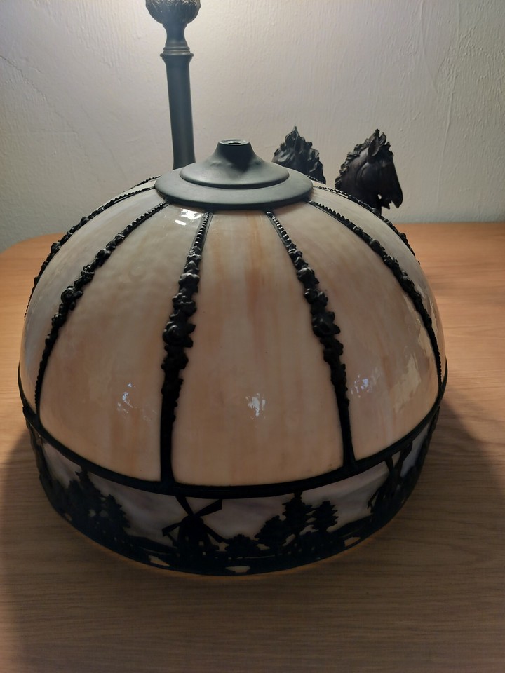 Antique Slag Glass Table Lamp – Windmill Lamp | eBay