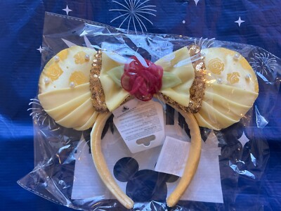 Disney Parks Ears Belle Minnie Mouse Ears Bow Beauty & the Beast Ears ...