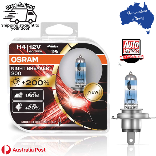 NEW Osram Night Breaker H4 Headlight Globes +200% Car bulb 2pcs ...