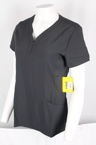 Tag Scrubs Revel Collection Scrub Top Olivia Zip V Neck Charcoal Gray ...