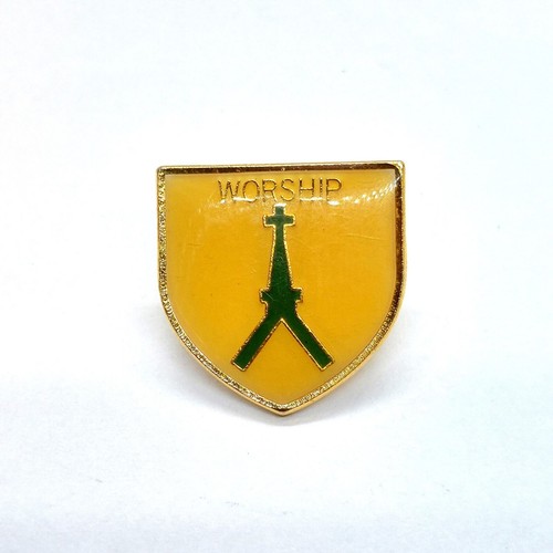 Worship Religious Symbol Cross Shield Pin Lapel Enamel Vintage | eBay
