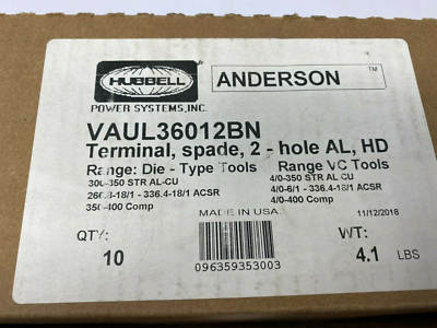 Hubbell Anderson VAUL36012BN Aluminum Compression Terminal Spade 2-Hole ...