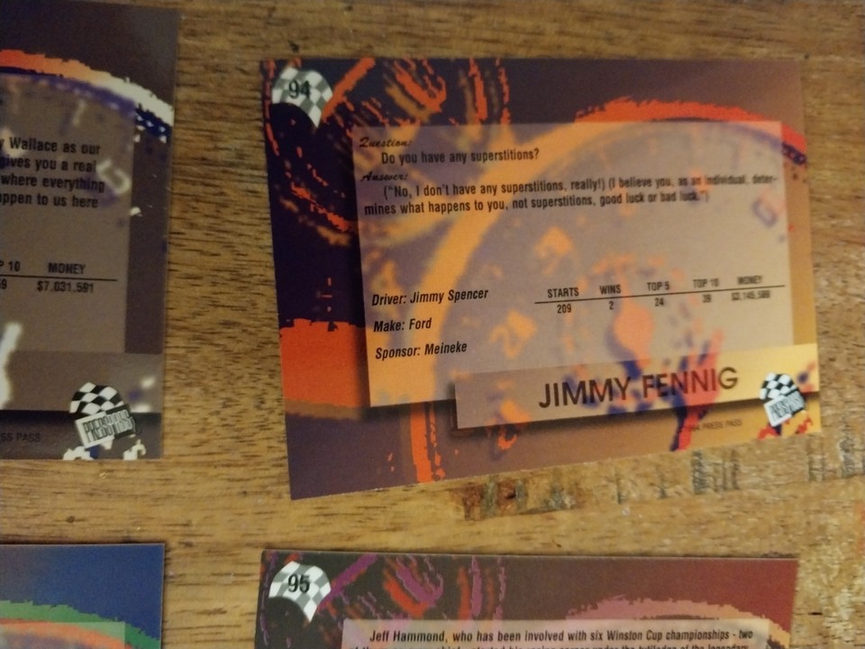 4 Nascar Cards- jimmy fennig, jeff hammond, barry dodson, ray evernham ...