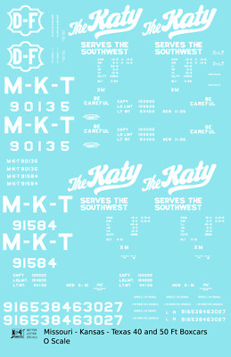 K4 O Scale Decals Missouri Kansas Texas MKT Katy 40 Ft Boxcar White | eBay