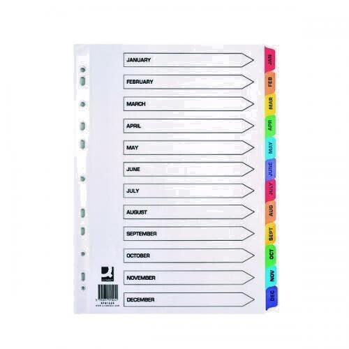 Monthly Subject Dividers A4 File Filing Dividers - Jan to Dec - Colour ...