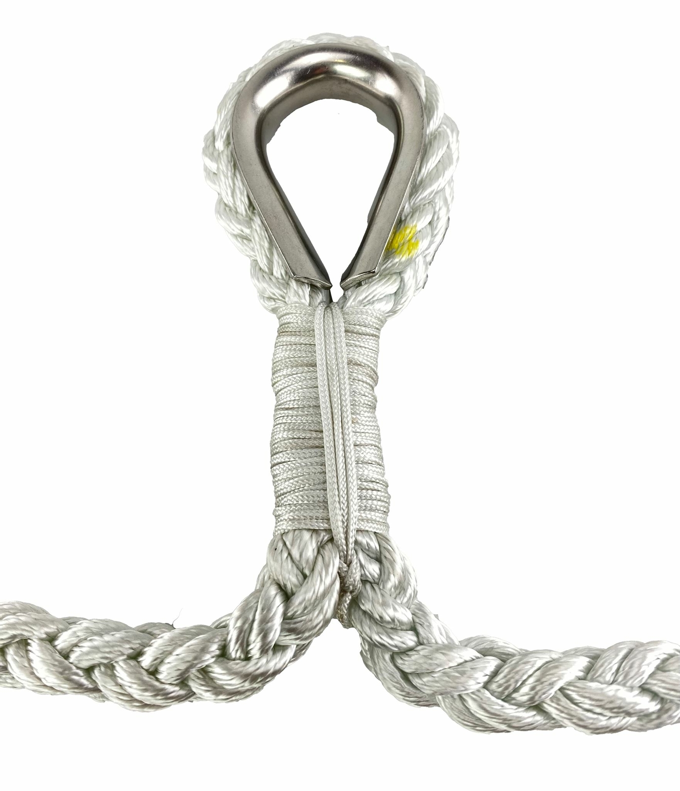 32mm 8st White Nylon V Shaped Mooring Bridle C/W ST/ST Thimble 3 Metre ...