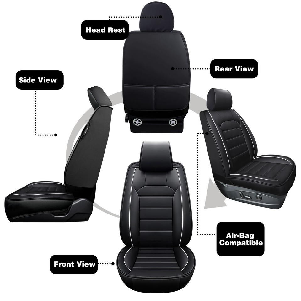 For Ford Car Seat Covers Leather Full Set 5-Seats Front Rear Protectors ...