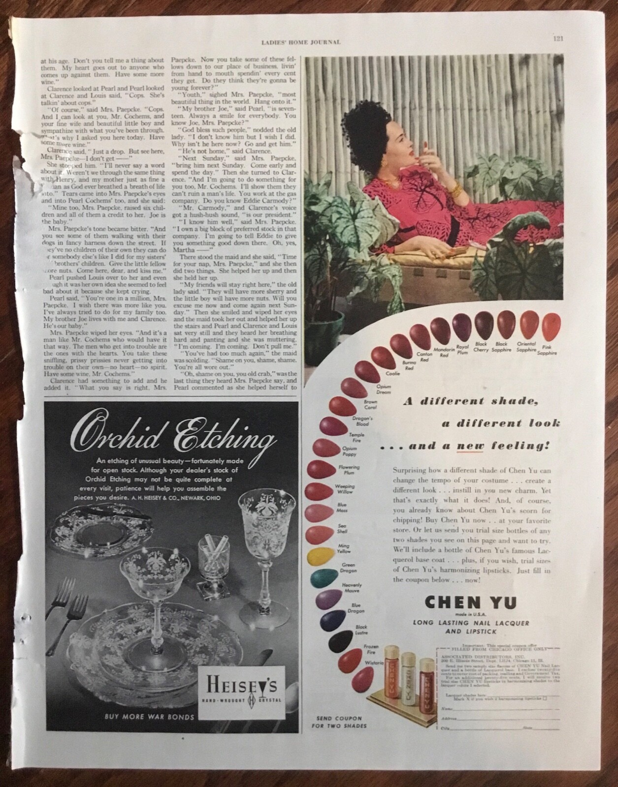 Chen Yu nail polish ad 1945 vintage original print 1940s retro art ...