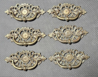 Large Vtg. RAREST KBC French Brass Drawer Pulls. 5 5/8" W, 3 5/8 ...