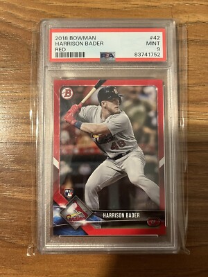 2018 Bowman Harrison Bader Red /5 Rookie Psa 9 Mets | eBay