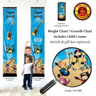 Height Growth Chart Record Music Band Rock, Guitar & Drums for Kids | eBay