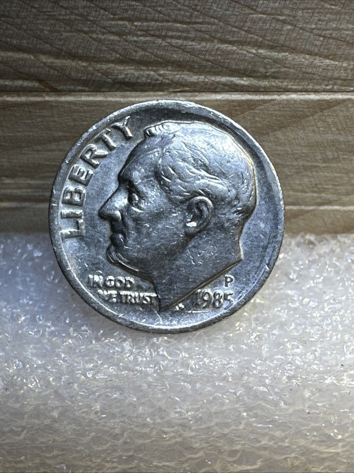 💥 1985 P Roosevelt Dime Broad Struck Off Center Strike Rim Error ...