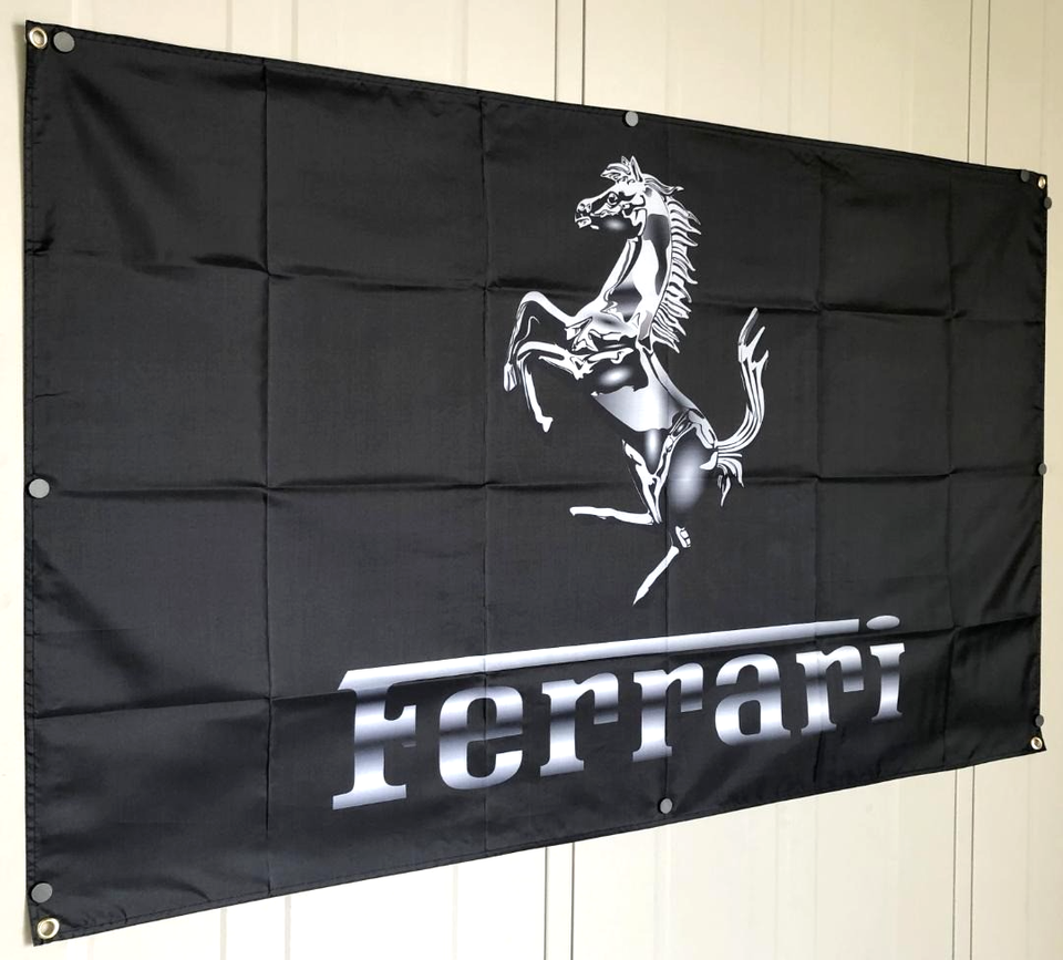 Flag Banner Poster Tapestry Promotional Item Black × Silver for Ferrari ...